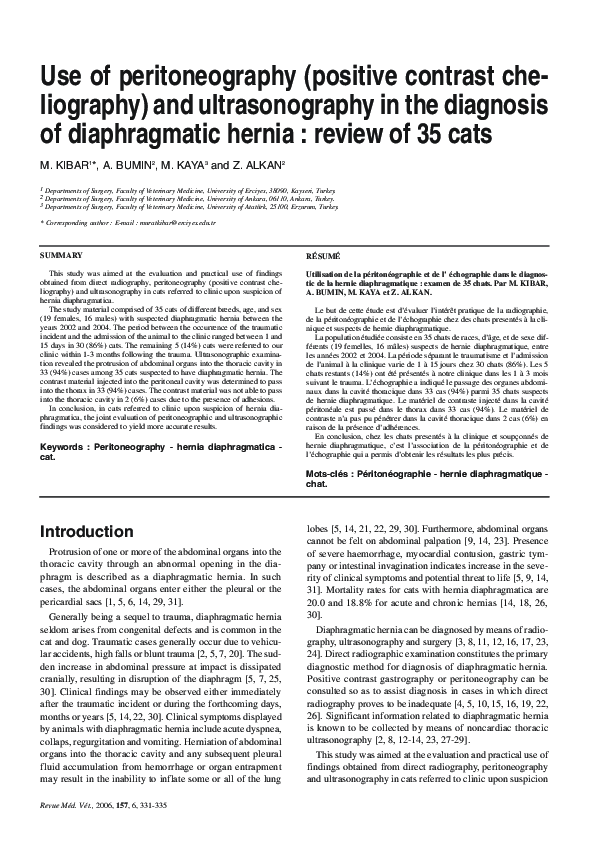 (PDF) Use of peritoneography (positive contrast che liography) and ...