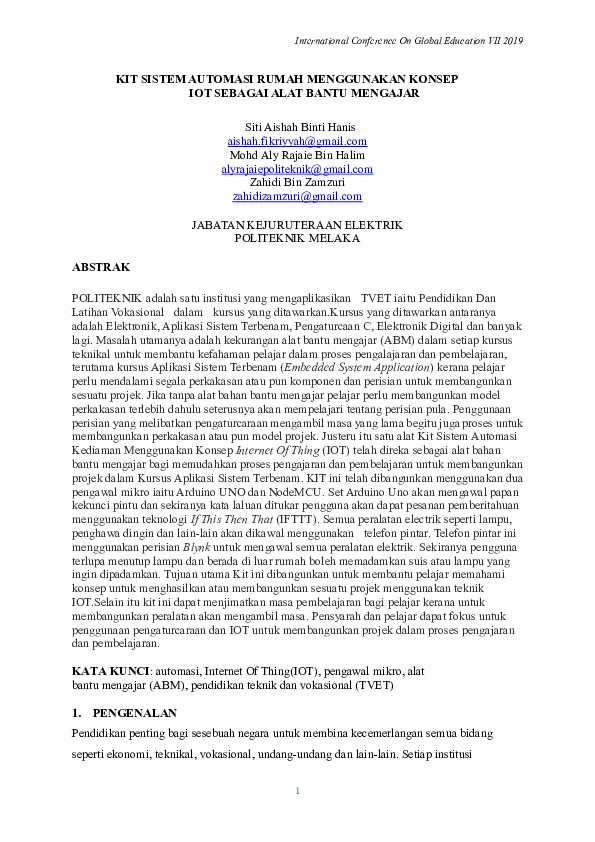 (PDF) KIT SISTEM AUTOMASI RUMAH MENGGUNAKAN KONSEP IOT SEBAGAI ALAT ...