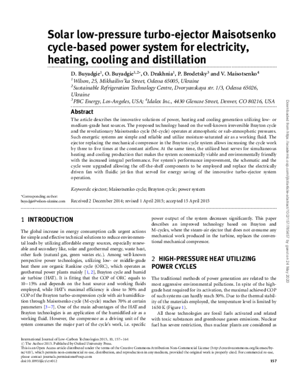 (PDF) Solar low-pressure turbo-ejector Maisotsenko cycle-based power ...