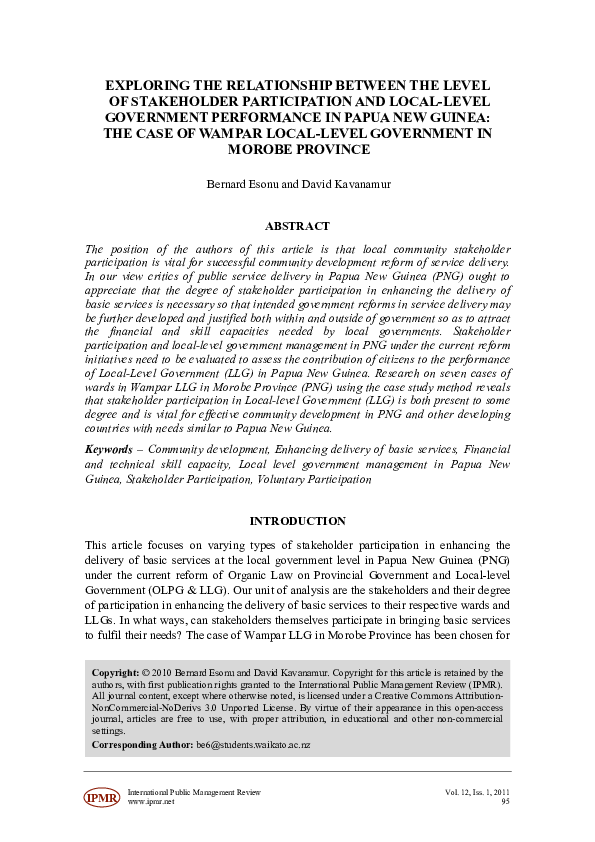 (PDF) Exploring the Relationship between the Level of Stakeholder ...