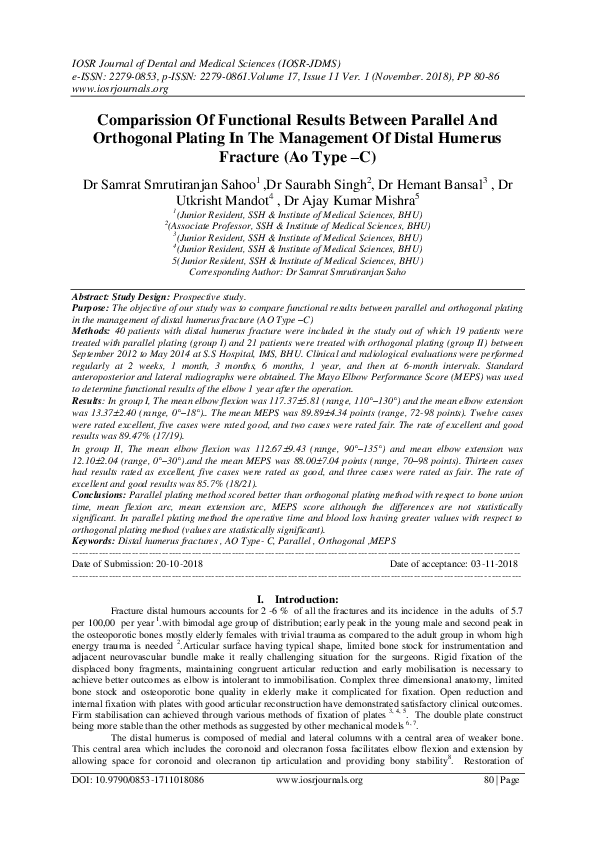(PDF) Comparission Of Functional Results Between Parallel And ...