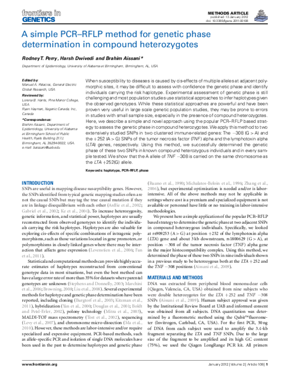 (PDF) A Simple PCR–RFLP Method for Genetic Phase Determination in ...