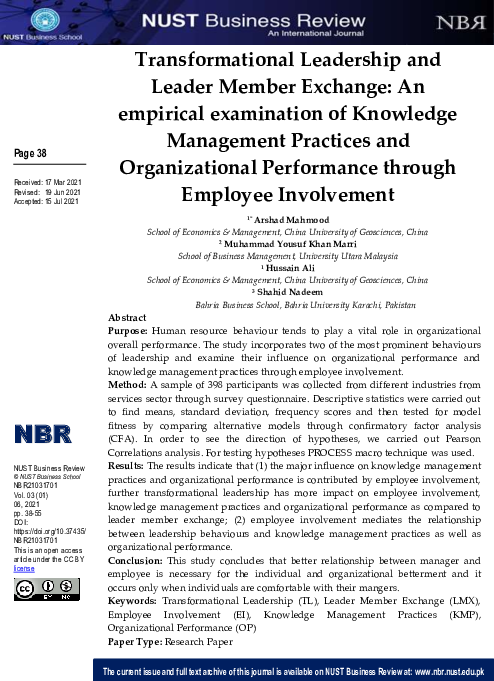 (PDF) Transformational Leadership and Leader Member Exchange: An empirical examination of ...