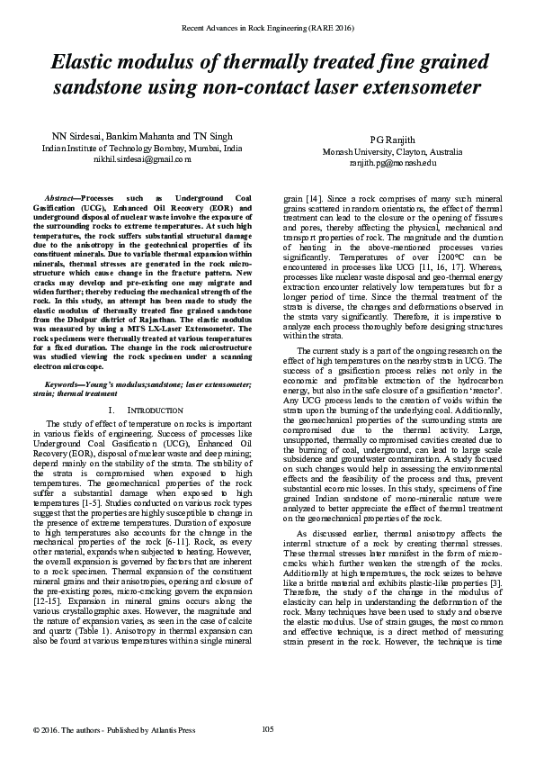 (PDF) Elastic modulus of thermally treated fine grained sandstone using ...