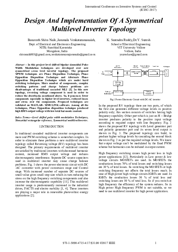 (PDF) Design And Implementation Of A Symmetrical Multilevel Inverter Topology