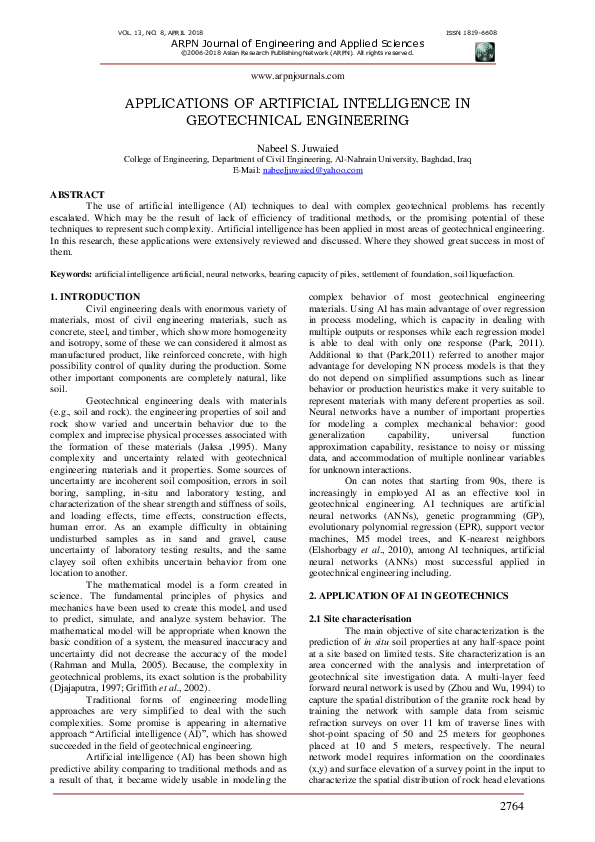 (PDF) Applications of Artificial Intelligence in Geotechnical Engineering