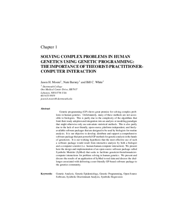 (PDF) Chapter 1 SOLVING COMPLEX PROBLEMS IN HUMAN GENETICS USING ...