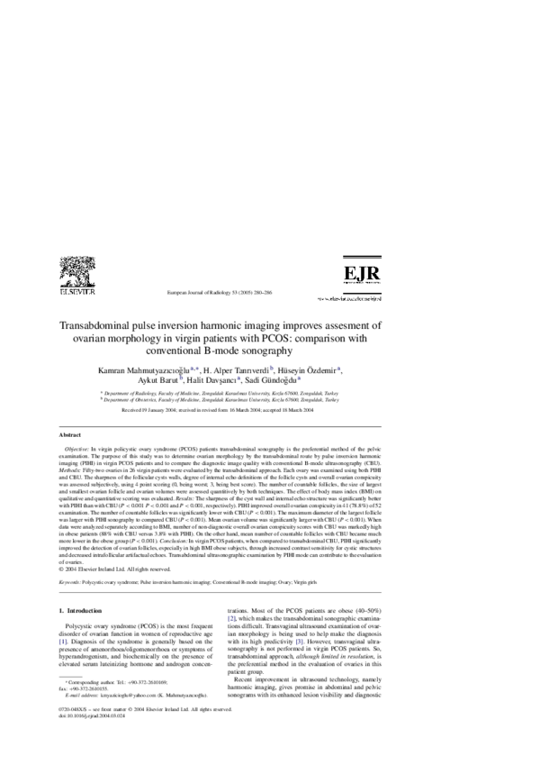 (PDF) Transabdominal pulse inversion harmonic imaging improves ...