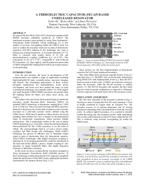 (PDF) A Ferroelectric Capacitor (Fecap) Based Unreleased Resonator