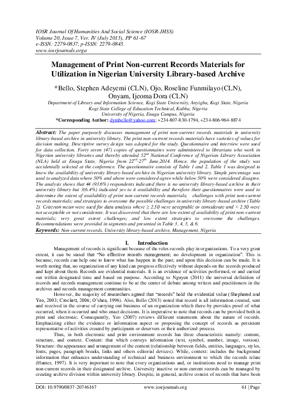 (PDF) Management of Print Non-current Records Materials for Utilization ...