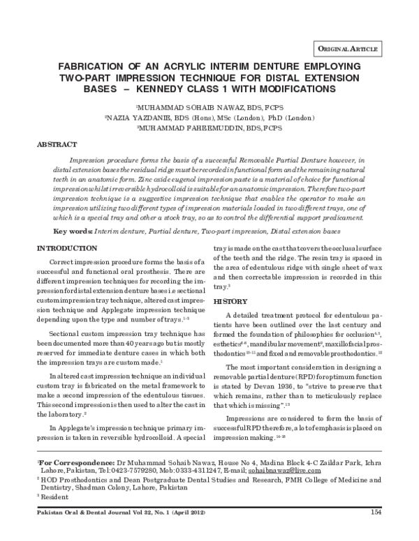 (PDF) Fabrication of an Acrylic Interim Denture Employing Two-Part ...