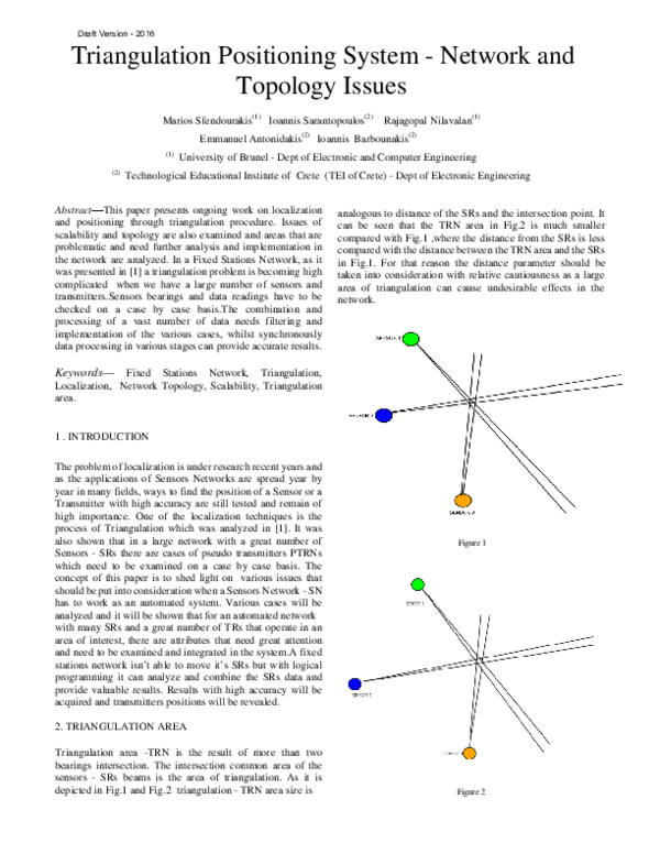 (PDF) Triangulation positioning system - Network and topology issues