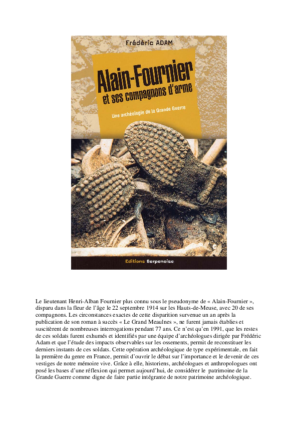 (PDF) Alain-Fournier et ses compagnons d'arme: une archéologie de la ...