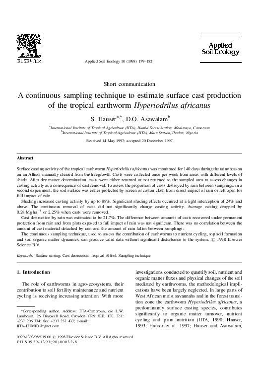 (PDF) A continuous sampling technique to estimate surface cast ...