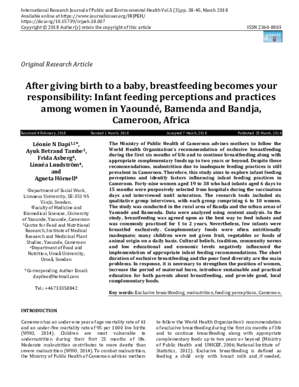 (PDF) After giving birth to a baby, breastfeeding becomes your ...