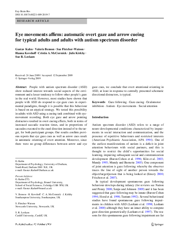 (PDF) Eye movements aYrm: automatic overt gaze and arrow cueing for ...