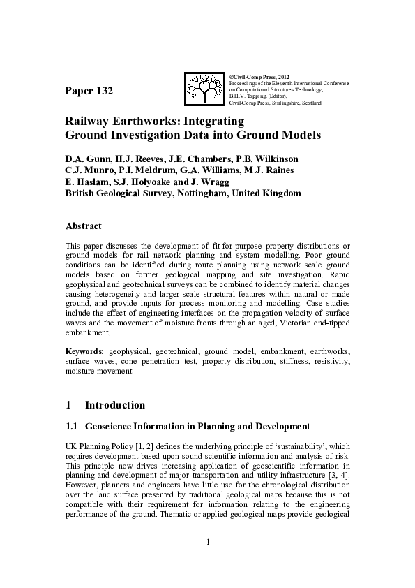 (PDF) Railway Earthworks: Integrating Ground Investigation Data into ...