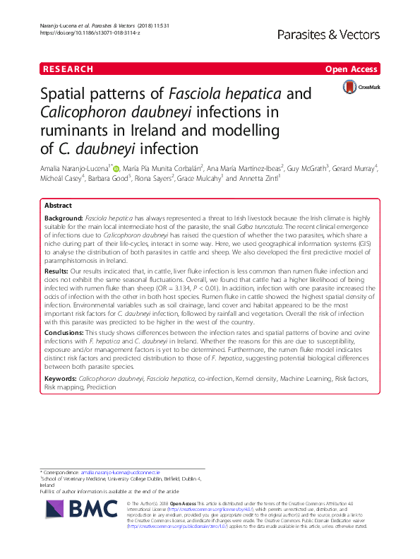 (PDF) Spatial patterns of Fasciola hepatica and Calicophoron daubneyi ...