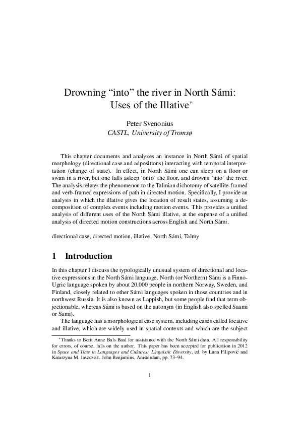 (PDF) Drowning “into” the river in North Sámi : uses of the Illative