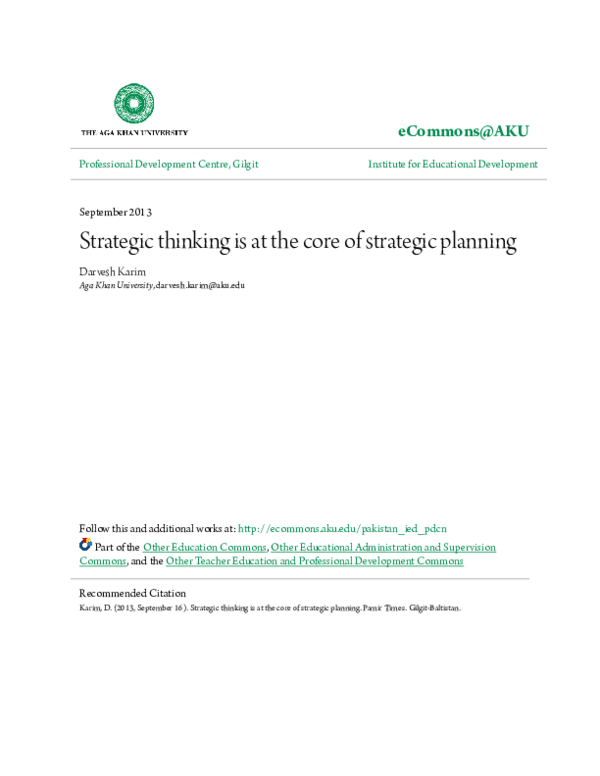 (PDF) Strategic thinking is at the core of strategic planning