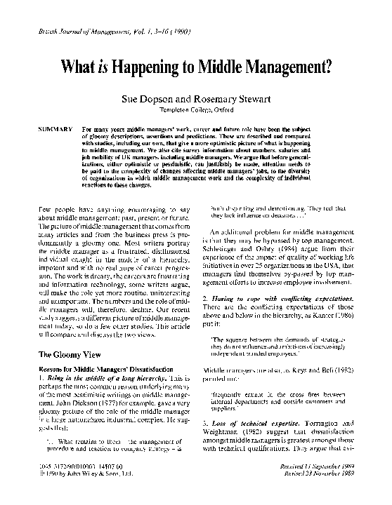 (PDF) What is Happening to Middle Management?