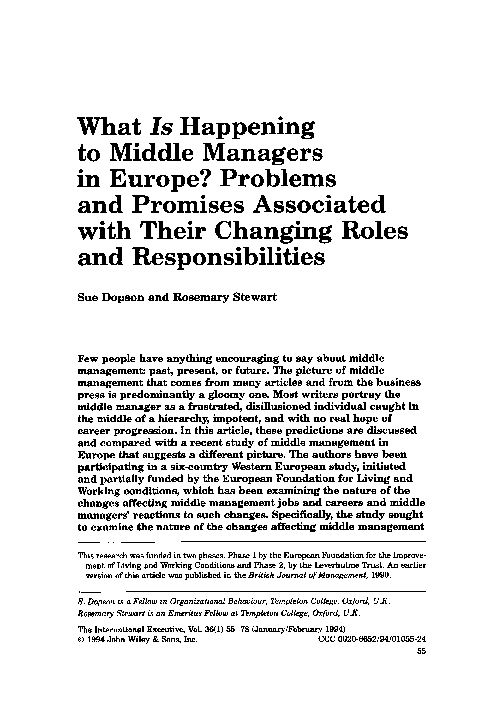 (PDF) WhatIs happening to middle managers in Europe? problems and ...
