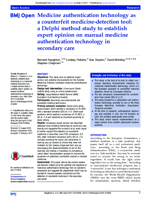 (PDF) Medicine authentication technology as a counterfeit medicine ...