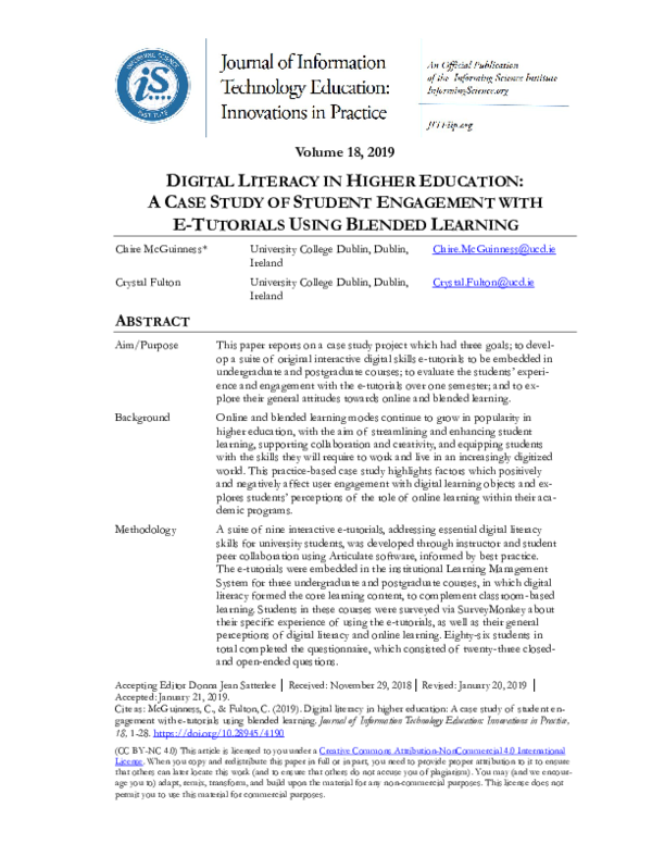 (PDF) Digital Literacy in Higher Education: A Case Study of Student ...