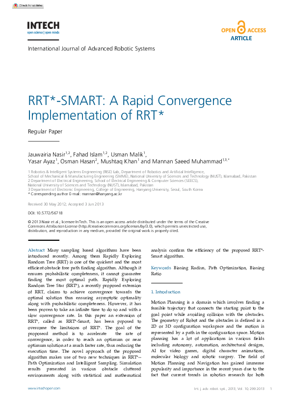 (PDF) RRT*-SMART: A Rapid Convergence Implementation of RRT*