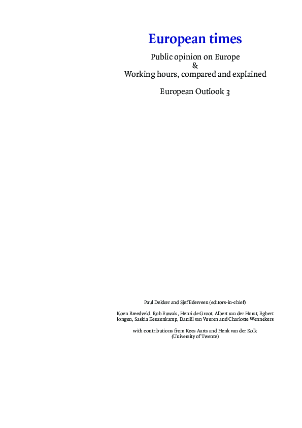 (PDF) European times. Public opinion on Europe & working hours ...