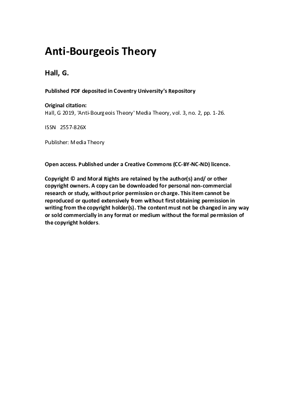 (PDF) Anti-Bourgeois Theory