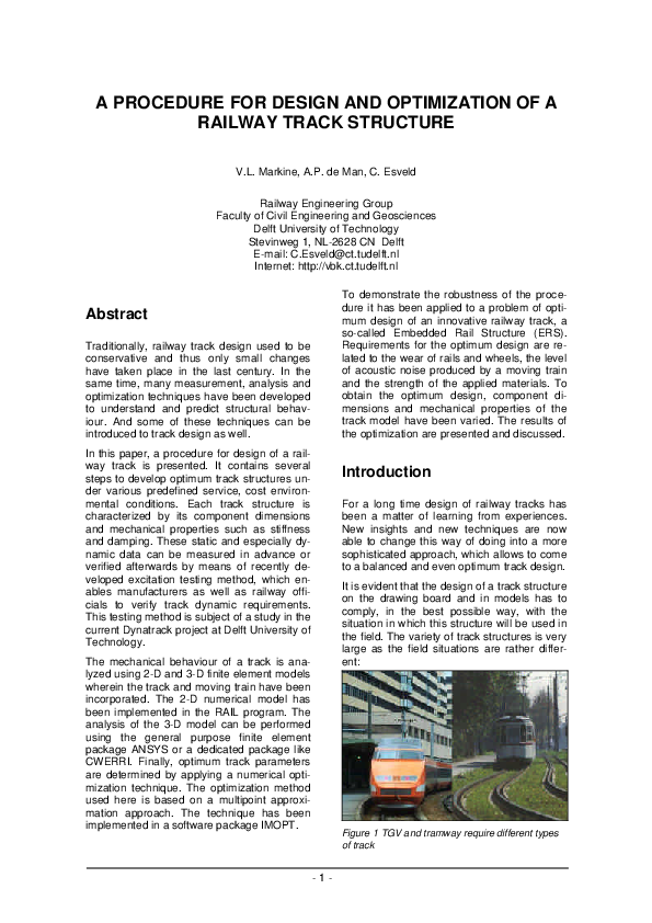 (PDF) A Procedure for Design and Optimization of a Railway Track ...
