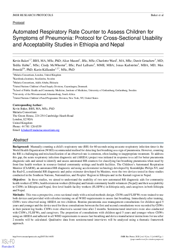 (PDF) Automated Respiratory Rate Counter to Assess Children for ...