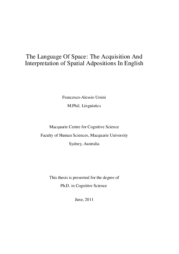 (PDF) The Language Of Space: The Acquisition And Interpretation of ...