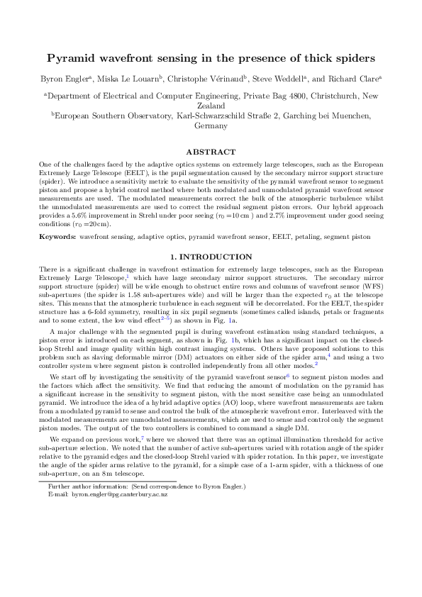 (PDF) Pyramid wavefront sensing in the presence of thick spiders