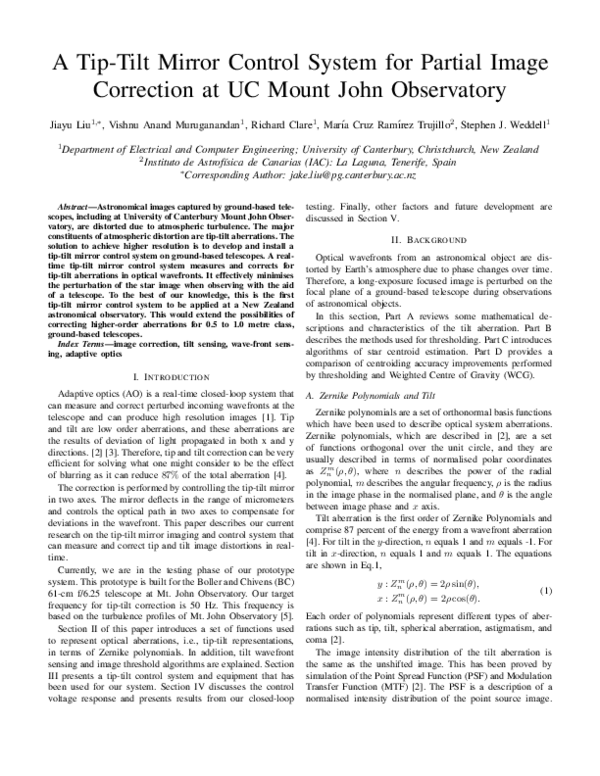 (PDF) A Tip-Tilt Mirror Control System for Partial Image Correction at ...
