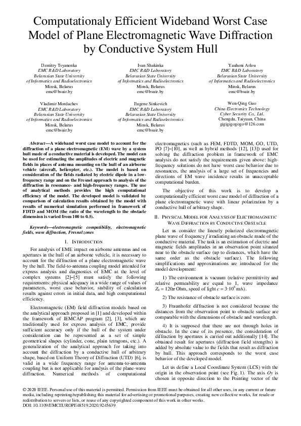 (PDF) Computationaly Efficient Wideband Worst Case Model of Plane Electromagnetic Wave ...