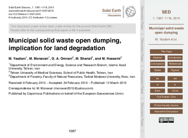 (PDF) Municipal solid waste open dumping, implication for land degradation