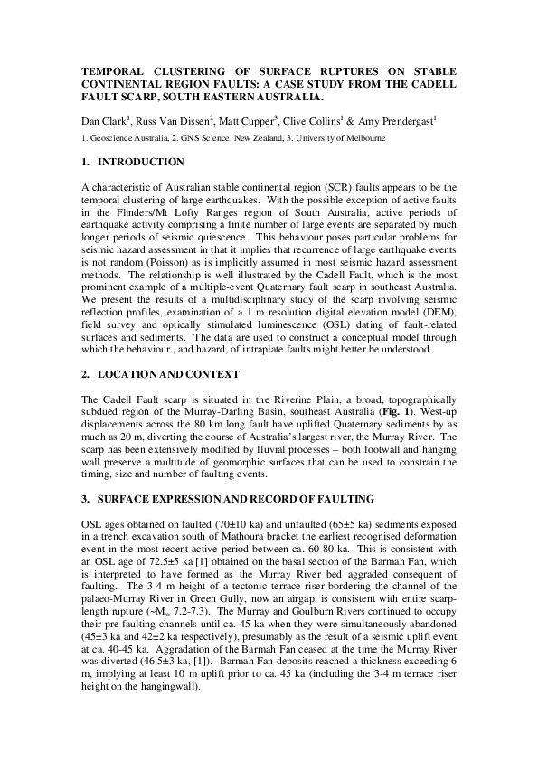 (PDF) Temporal Clustering of Surface Ruptures on Stable Continental ...