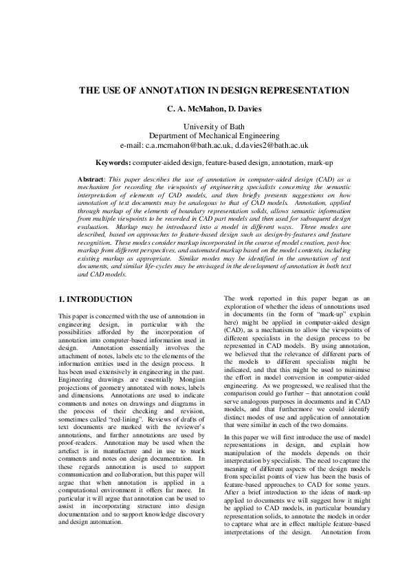 (PDF) The Use of Annotation in Design Representation