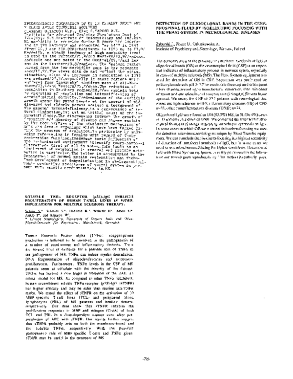(PDF) Detection of oligoclonal bands in the cerebrospinal fluid by isoelectric focusing with the ...