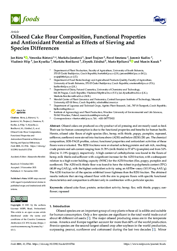 (PDF) Oilseed Cake Flour Composition, Functional Properties and ...