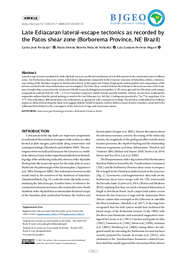 (PDF) Late Ediacaran lateral-escape tectonics as recorded by the Patos ...