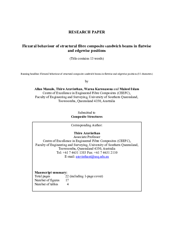 (PDF) Flexural behaviour of structural fibre composite sandwich beams ...