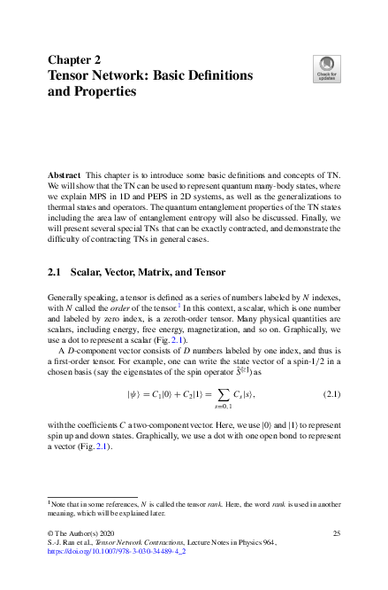 (PDF) Tensor Network: Basic Definitions and Properties