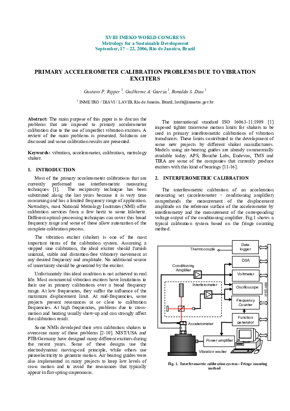 (PDF) Primary accelerometer calibration problems due to vibration exciters