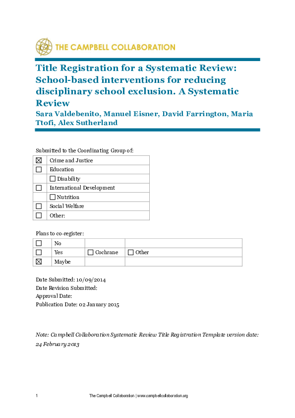 (PDF) School-Based Interventions for Reducing Disciplinary School Exclusion
