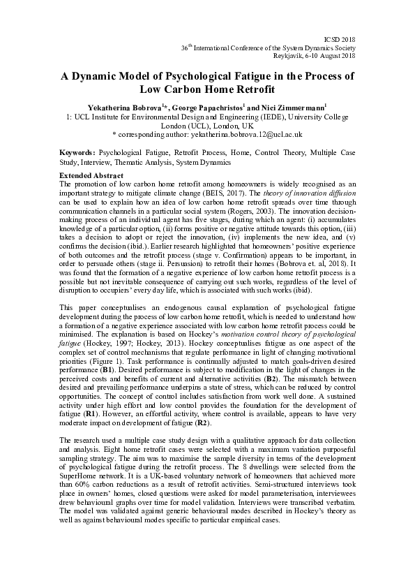 (PDF) A Dynamic Model of Psychological Fatigue in the Process of Low ...