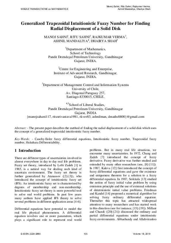 (PDF) Generalized Trapezoidal Intuitionistic Fuzzy Number for Finding Radial Displacement of a ...
