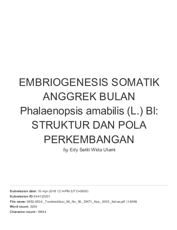 (PDF) EMBRIOGENESIS SOMATIK ANGGREK BULAN Phalaenopsis amabilis (L.) Bl ...